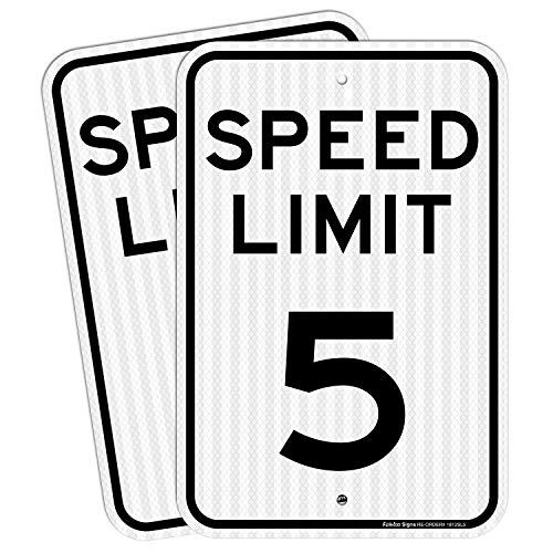 (2 Pack) Speed Limit 5 MPH Sign, 18 x 12 Inches Engineer Grade Reflective Sheeting, Rust Free Aluminum, Weather Resistant, Waterproof, Durable Ink, Easy to Mount