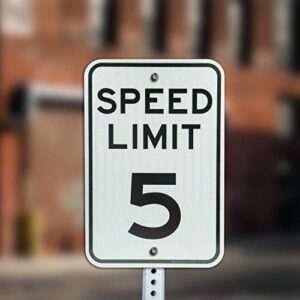 (2 Pack) Speed Limit 5 MPH Sign, 18 x 12 Inches Engineer Grade Reflective Sheeting, Rust Free Aluminum, Weather Resistant, Waterproof, Durable Ink, Easy to Mount