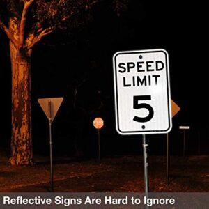 (2 Pack) Speed Limit 5 MPH Sign, 18 x 12 Inches Engineer Grade Reflective Sheeting, Rust Free Aluminum, Weather Resistant, Waterproof, Durable Ink, Easy to Mount