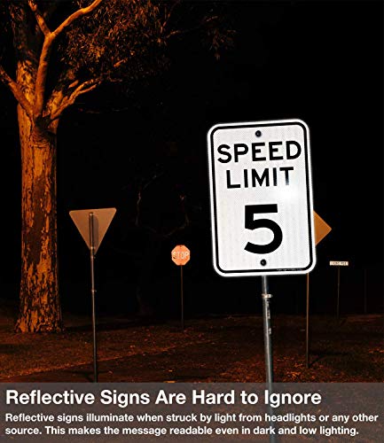 (2 Pack) Speed Limit 5 MPH Sign, 18 x 12 Inches Engineer Grade Reflective Sheeting, Rust Free Aluminum, Weather Resistant, Waterproof, Durable Ink, Easy to Mount