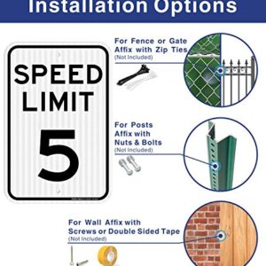 (2 Pack) Speed Limit 5 MPH Sign, 18 x 12 Inches Engineer Grade Reflective Sheeting, Rust Free Aluminum, Weather Resistant, Waterproof, Durable Ink, Easy to Mount