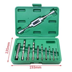 Loboo Idea 11 Pieces Damaged Screw Extractor Set, Remove Broken Head Screw & Bolt Screw Extractor Drill Bit Set, Adjustable Tap Die Wrench Stud Remover Screw Extractor Set (11 Pieces Screw Extractor)