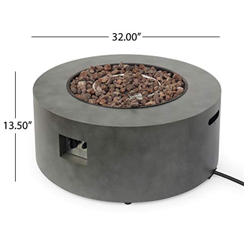 Catherine Outdoor Round Fire Pit with Tank Holder, Concrete