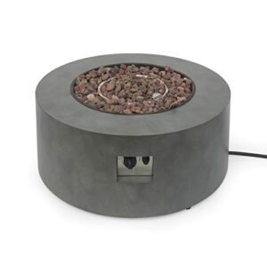 Catherine Outdoor Round Fire Pit with Tank Holder, Concrete