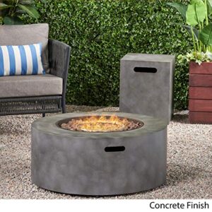 Catherine Outdoor Round Fire Pit with Tank Holder, Concrete