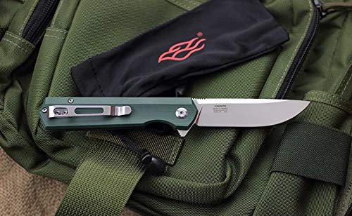 Firebird GANZO FH11S-GB Pocket Folding Knife D2 Steel Blade G10 Anti-Slip Handle with Clip Hunting Fishing Camping Gear Outdoor Folder EDC Pocket Knife (Green)