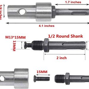 Garden Auger Power Drill Adapter fits Corded Drill and Cordless Drill, SDS Plus to 1/2-Inch(M13 x 15mm) Thread Keyless Drill Chuck Adapter Round Shank for Impact Driver