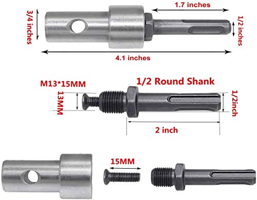 Garden Auger Power Drill Adapter fits Corded Drill and Cordless Drill, SDS Plus to 1/2-Inch(M13 x 15mm) Thread Keyless Drill Chuck Adapter Round Shank for Impact Driver