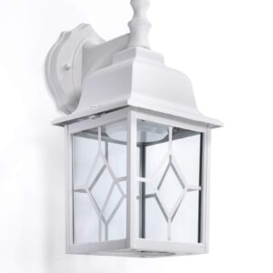 CORAMDEO Outdoor LED Square Wall Sconce Light for Porch, Patio, Deck, Wet Location, Built in LED Gives 100W of Light from 11W of Power, 1000 Lumens, 3K, Durable Cast Aluminum with White Finish