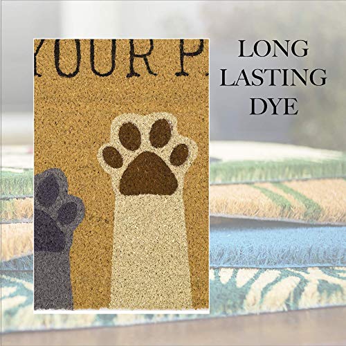 Avera Products Wipe Your Paws Natural Coir Doormat Anti-Slip Rubber Back | 17" x 29" Perfect for Outdoors | Low Maintenance Animal Welcome Mat | Colorful and Fun Pet Approved