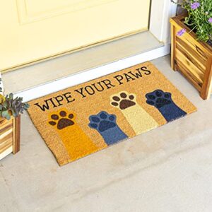 Avera Products Wipe Your Paws Natural Coir Doormat Anti-Slip Rubber Back | 17" x 29" Perfect for Outdoors | Low Maintenance Animal Welcome Mat | Colorful and Fun Pet Approved