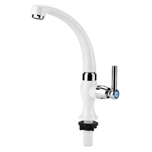 Plastic Tap,Bathroom Kitchen Sink Faucet ABS Plastic Single Handle Bar Faucet Cold Water Faucet Water Tap for Kitchen Sink Bathroom Basin Bathtub Mop Pool G1/2(Straight Handle)