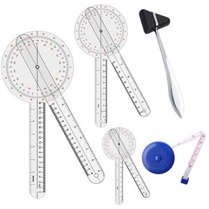 oiiki, 5 piece physical therapy set, including 12/8/6 inch goniometer, taylor hammer, tape measure