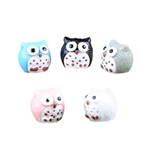 5 pcs miniature garden ornament resin owls figure animal toys fairy garden office decor fish tank aquarium bonsai dollhouse decorations