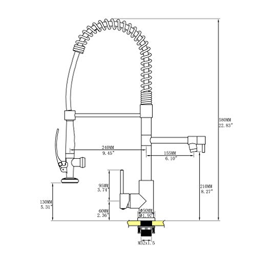 EKRTE Brushed Gold Kitchen Faucet, Commercial Style Pre-Rinse Kitchen Faucets with Pull Down Sprayer, Spot Free Single Handle Kitchen Sink Faucet