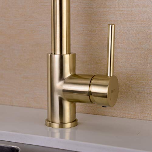 EKRTE Brushed Gold Kitchen Faucet, Commercial Style Pre-Rinse Kitchen Faucets with Pull Down Sprayer, Spot Free Single Handle Kitchen Sink Faucet