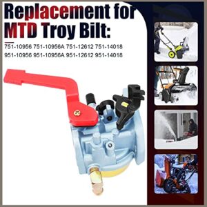 QAZAKY Carburetor Compatible with MTD Troy Bilt 751-10956 751-10956A 751-12612 751-14018 951-10956 951-10956A 951-12612 951-14018 161-JW 161-JWA 2P70M0A-D 2P70MU 161SA 161S 40021MS Carb