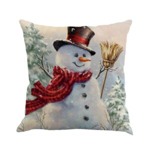 Throw Pillow Cover 18 x 18 Inches Set of 4 - Christmas Series Cushion Cover Case Pillow Custom Zippered Square Pillowcase(Christmas Snowman)