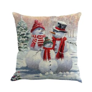 Throw Pillow Cover 18 x 18 Inches Set of 4 - Christmas Series Cushion Cover Case Pillow Custom Zippered Square Pillowcase(Christmas Snowman)