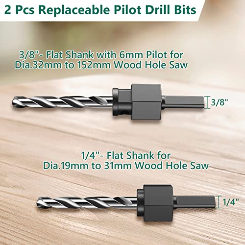 Hole Saw Set HYCHIKA 19 Pcs Hole Saw Kit with 3/4"-6"(19-152mm) 13Pcs Saw Blades, 2 Mandrels, 2 Drill Bits, 1 Installation Plate, 1 Hex Key, Ideal for Soft Wood, Plywood, Drywall, PVC