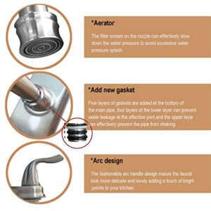 HOTIS HOME Brushed Nickel 3 Hole Kitchen Faucet, 2 Handle 4 Hole Kitchen Faucet, High Arc Swivel Spout Stainless Steel Sink Faucet for Rv Camper