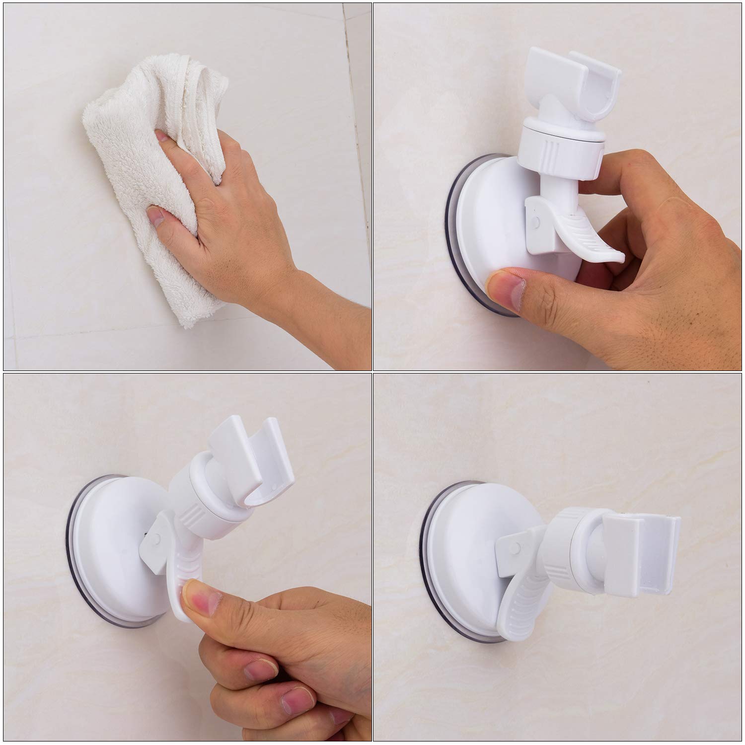 OUO Suction Cup Shower Head Holder Handheld Showerhead Bracket Adjustable Shower Holder, Removable Handheld Showerhead & Wall Mounted Suction Bracket