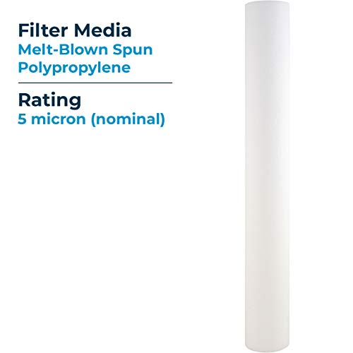 SpiroPure SP-P5-20 20x2.5 5 Micron Spun Melt-Blown Polypropylene Sediment Water Filter Cartridge SDC-25-2005 P5-20 155016-43 (Case of 20)