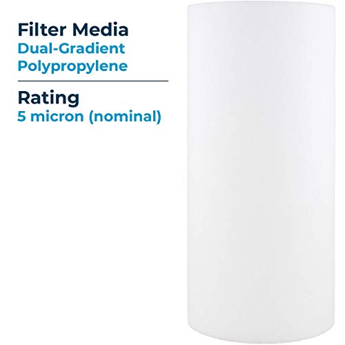 SpiroPure SP-DD-5005-BB 10x4.5 BB 5 Micron Spun Melt-Blown Polypropylene Water Filter Cartridge SDC-45-1005 DGD-5005 155357-43 (Case of 8)