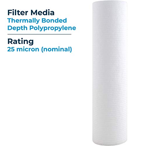 SpiroPure SP-PD25 10x2.5 25 Micron Thermal Bonded Grooved Polypropylene Sediment Water Filter Cartridge PD-25-934 155751-43 (Case of 24)