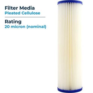 SpiroPure SP-S1 10x2.5 20 Micron Pleated Cellulose Sediment Water Filter Cartridge S1 155001-43 S1A (Case of 24)