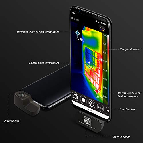 Hti-Xintai High Resolution Thermal Imaging Camera for Android Smartphones, USB Type-C - Black