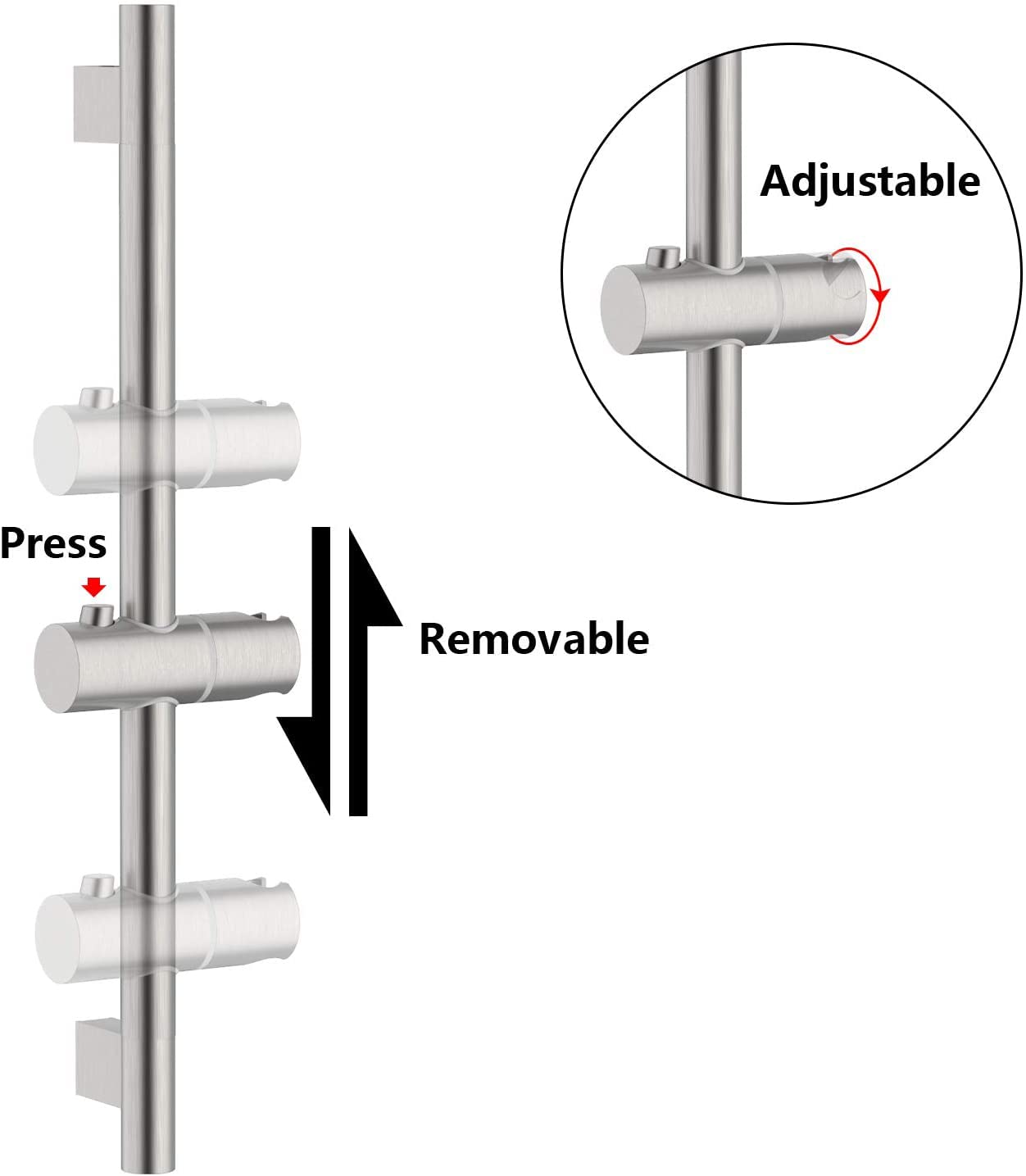 SR SUN RISE 12 Inch Square Shower System, Rain Shower Head and Slide Bar Handheld Shower Faucet Wall Mounted Combo Set Included Valve and Trim Kit for Bathroom, Brushed Nickel