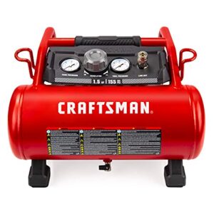 craftsman air compressor, 3 gallon 1.5 hp max 155 psi pressure oil-free portable, red- cmxecxa0200341