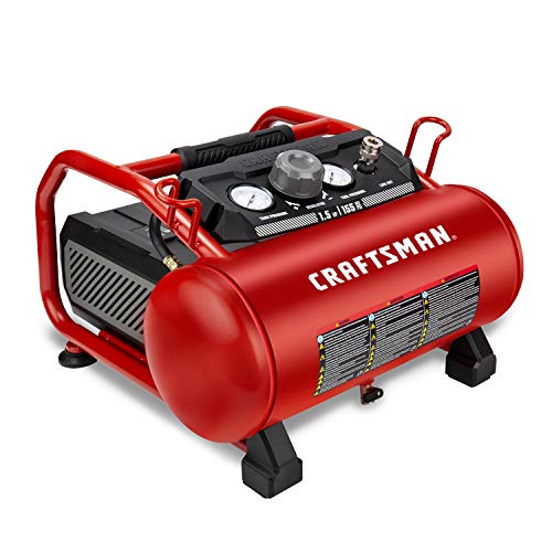 Craftsman Air Compressor, 3 Gallon 1.5 HP Max 155 Psi Pressure Oil-Free Portable, Red- CMXECXA0200341