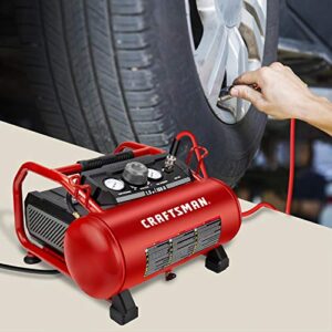 Craftsman Air Compressor, 3 Gallon 1.5 HP Max 155 Psi Pressure Oil-Free Portable, Red- CMXECXA0200341