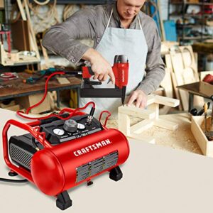 Craftsman Air Compressor, 3 Gallon 1.5 HP Max 155 Psi Pressure Oil-Free Portable, Red- CMXECXA0200341