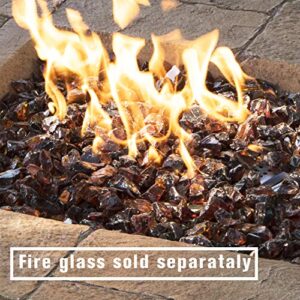 COSIEST Outdoor Propane Fire Pit Table w Faux Brown Ledgestone 32-inch Square Fire Table, 50,000 BTU Stainless Steel Burner, Free Lava Rocks, Fits 20lb Tank Inside