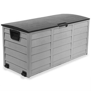 Barton Premium Deck Box w/Built In Wheel 63 Gallon Outdoor Patio Storage Bench Shed Cabinet Container Furniture Pools Yard Tools Porch Backyard