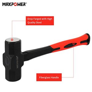 MAXPOWER 4lb Sledge Hammer, Steel Head, 12-inch Fiberglass Handle Shock-resistant