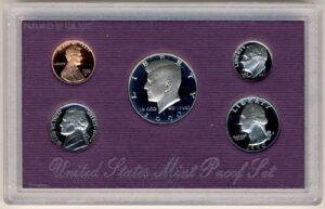 1990 s clad proof 5 coin set in original government packaging proof