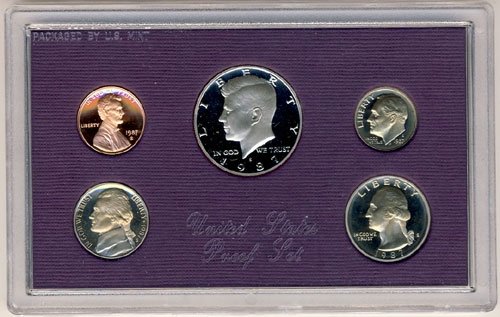 1987 S Clad Proof 5 Coin Set in Original Government Packaging Proof