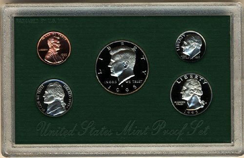 1995 S Clad Proof 5 Coin Set in Original Government Packaging Proof