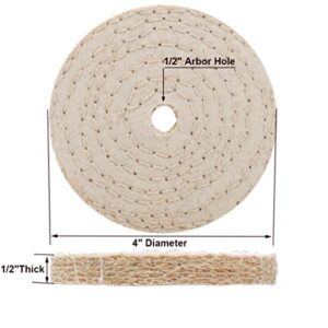 SCOTTCHEN 4" Buffing Polishing Wheels Soft(30Ply)/ Fine(50Ply)/ Medium(38Ply)/ Coarse 1/2" Thick/Rough 1/2" Thick with 1/2" Arbor Hole with 2sets 1/4" Shank for Drill - 5Pack