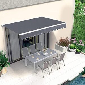 MCombo 10x8 Feet Manual Retractable Patio Door Window Awning Sunshade Shelter Outdoor Canopy (Grey)