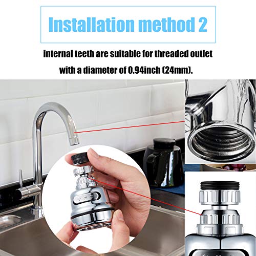 2 Pcs Movable Kitchen Tap Head Faucet Sprayer Water Spray 360 Degree Rotatable Kitchen Faucet Spray Universal Adapter Set Kitchen Sink Accessories Tools