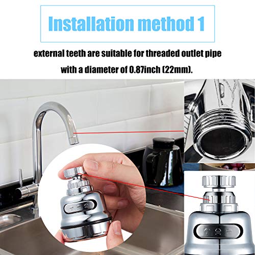 2 Pcs Movable Kitchen Tap Head Faucet Sprayer Water Spray 360 Degree Rotatable Kitchen Faucet Spray Universal Adapter Set Kitchen Sink Accessories Tools