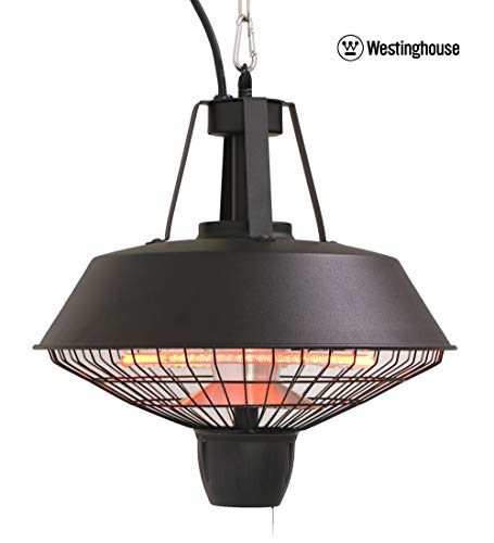 Westinghouse Infrared Electric Outdoor Heater, Hanging Patio Heater, Radiant Heat, Heats all year round, Retro Style, Waterproof and Dust Resistant Black