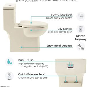 Swiss Madison Well Made Forever SM-1T117 Classe One Piece Toilet Dual Flush 0.8/1.28 gpf, Glossy White