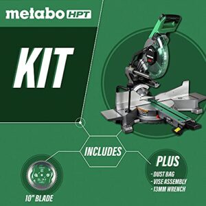 Metabo HPT Sliding Compound Miter Saw | 10-Inch Blade | Double Bevel | Laser Marker | 15-Amp Motor | 5 Year Warranty | C10FSHCT