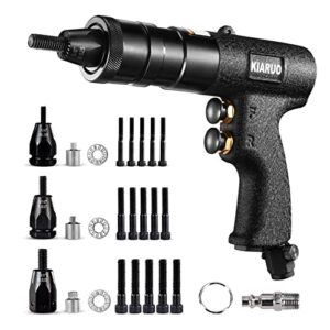 kiaruo pneumatic rivet nut gun with self-locking head gun 1/4 & 5/16 & 3/8 mandrels,industrial grade adjustable speed pull rivnut gun model:lm07 button switch